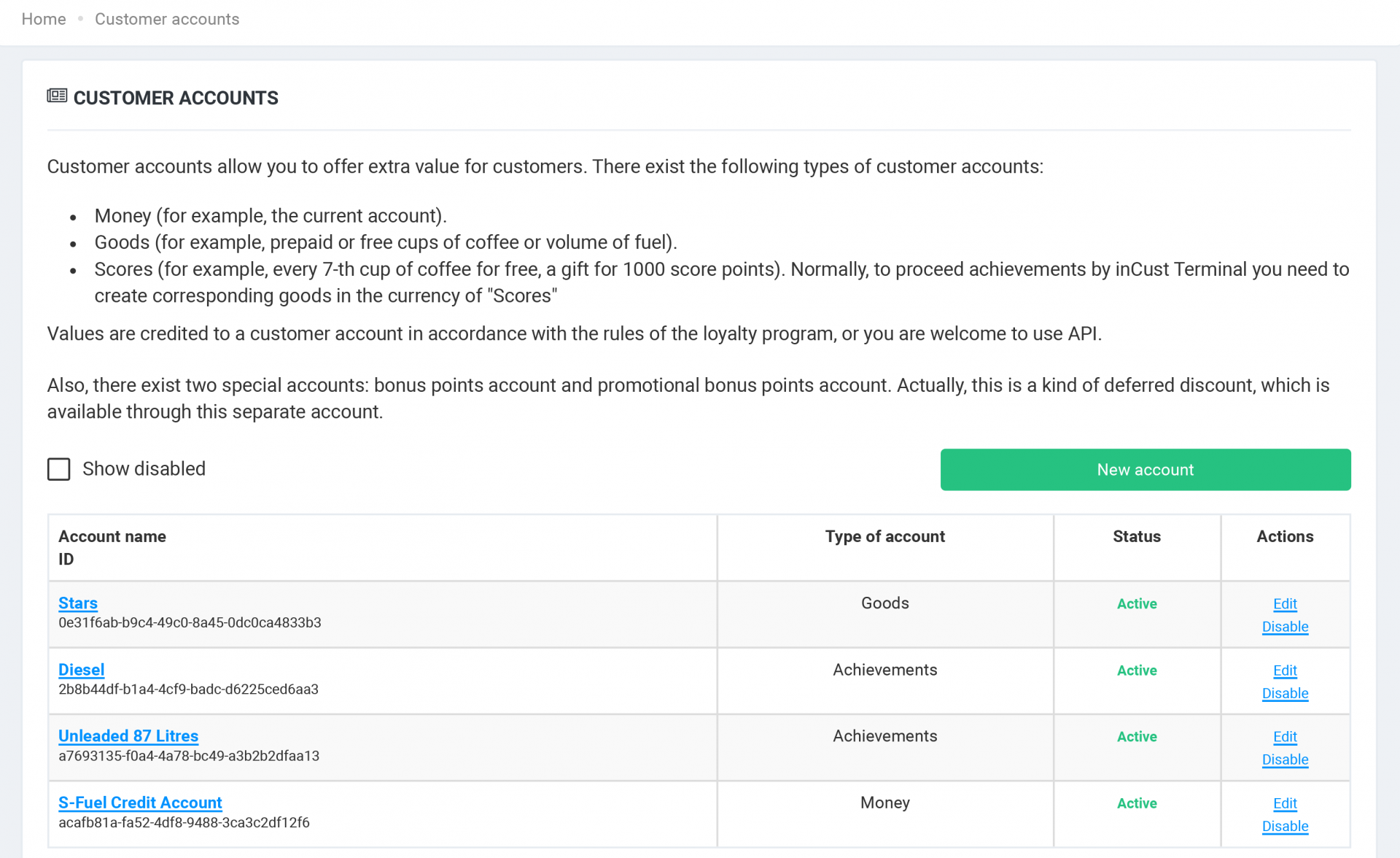 1. Customer account – inCust Global